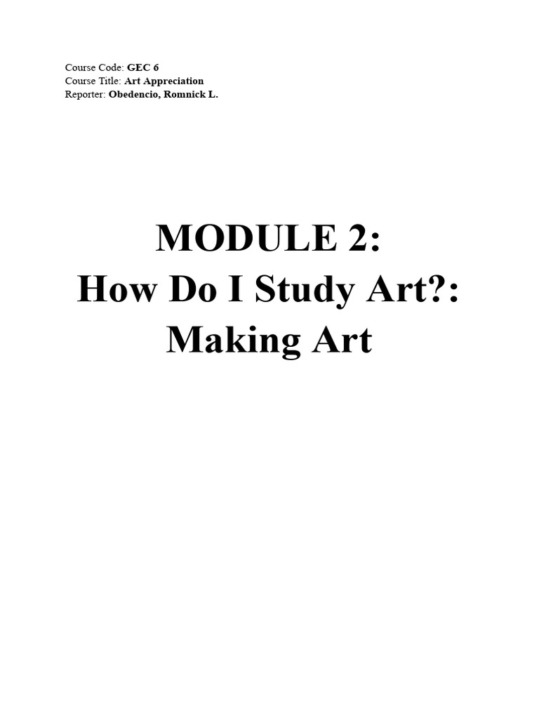 Art App Lesson 2 Reviewer | PDF | Composition (Visual Arts) | Vision