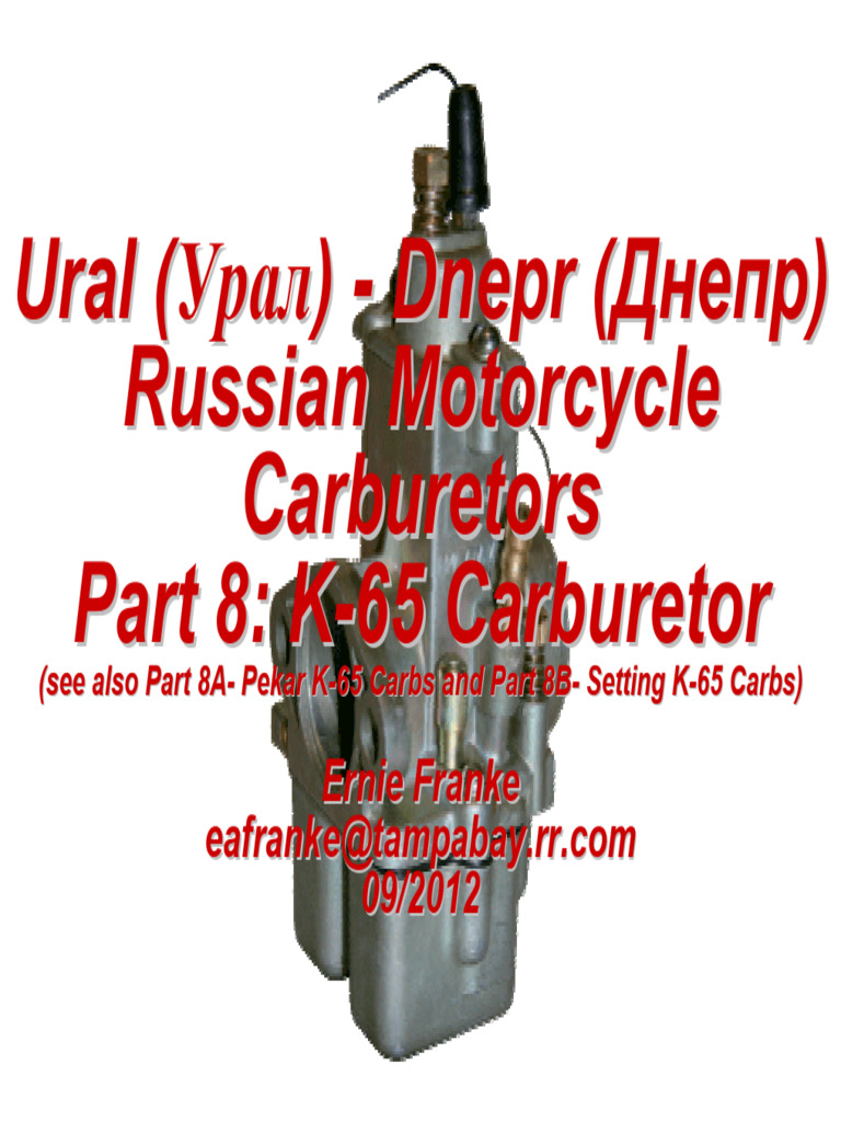 Part8 K 65 Carburetor | PDF | Throttle | Carburetor