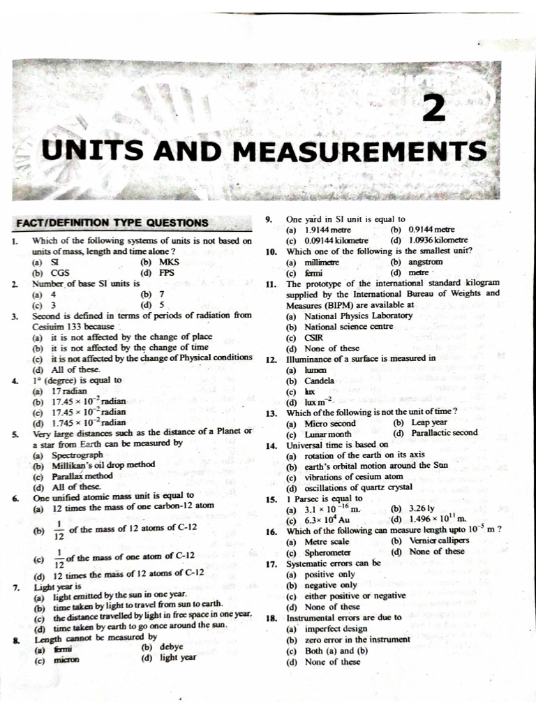 Units and Measurements | PDF