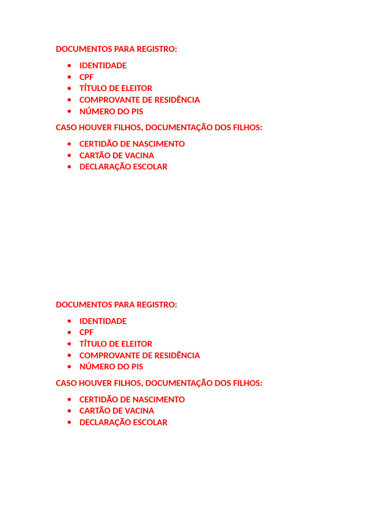 Documentos para Registro | PDF