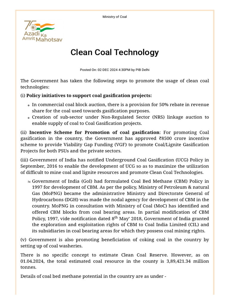 Clean Coal Technology | PDF | Coal | Hydrocarbons