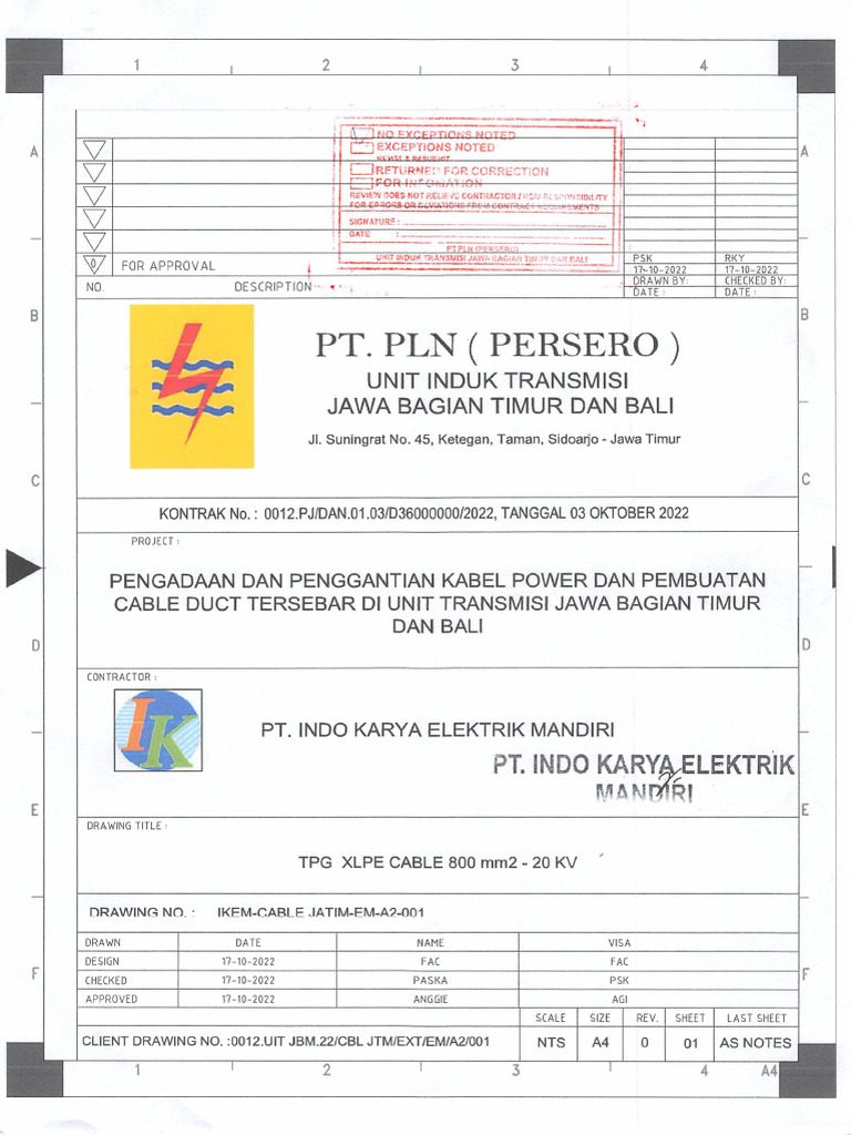 0012.UIT JBM.22 CBL JTM EXT EM A2 001 TPG XLPE CABLE 800 mm2 - 20 KV REV 0 - NEN-1 | PDF