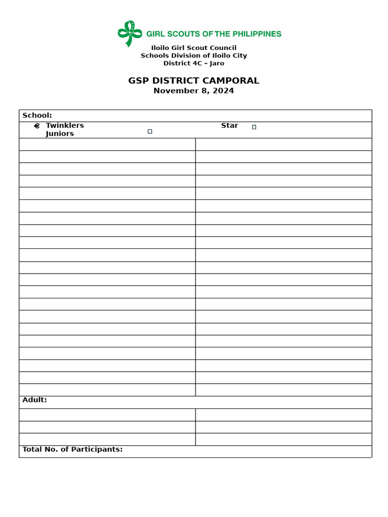 GSP Registration Form District Camp | PDF