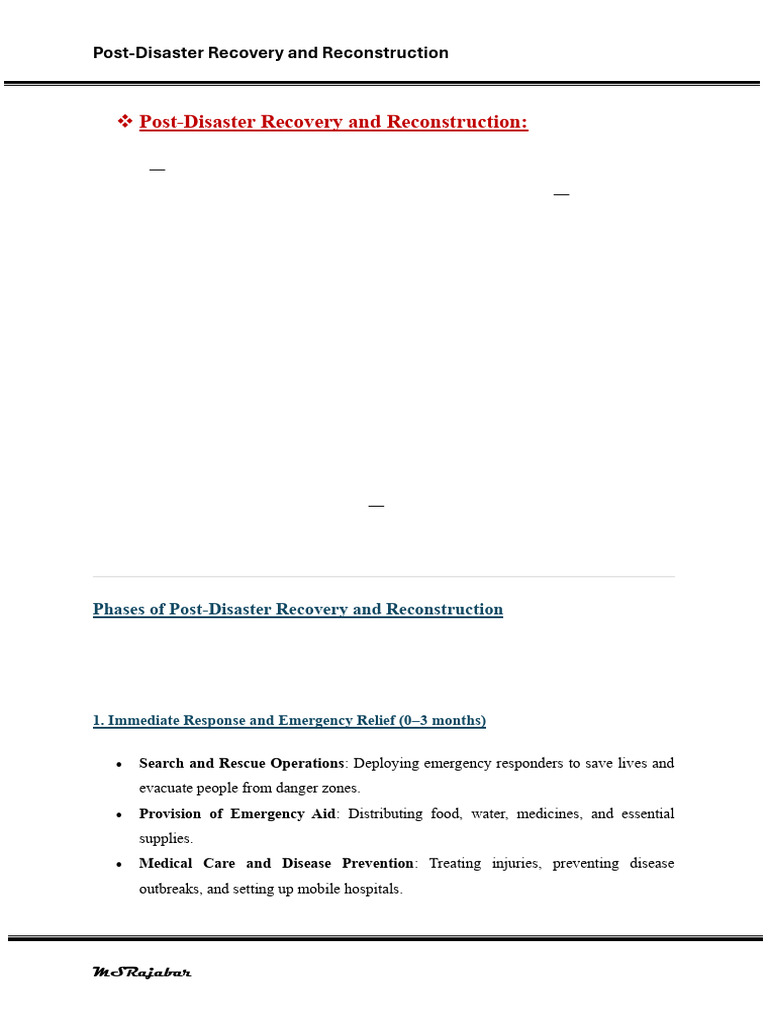 Post-Disaster Recovery Strategies | PDF | Ecological Restoration ...