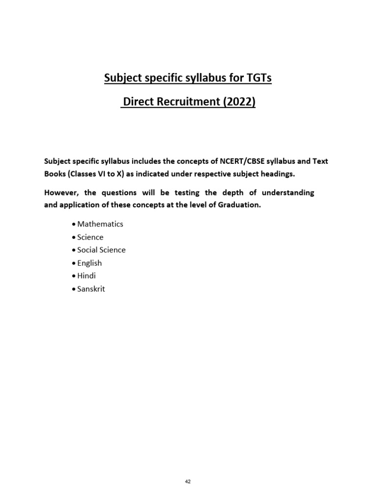 Kvs TGT Mathematics Syllabus | PDF | Area | Equations