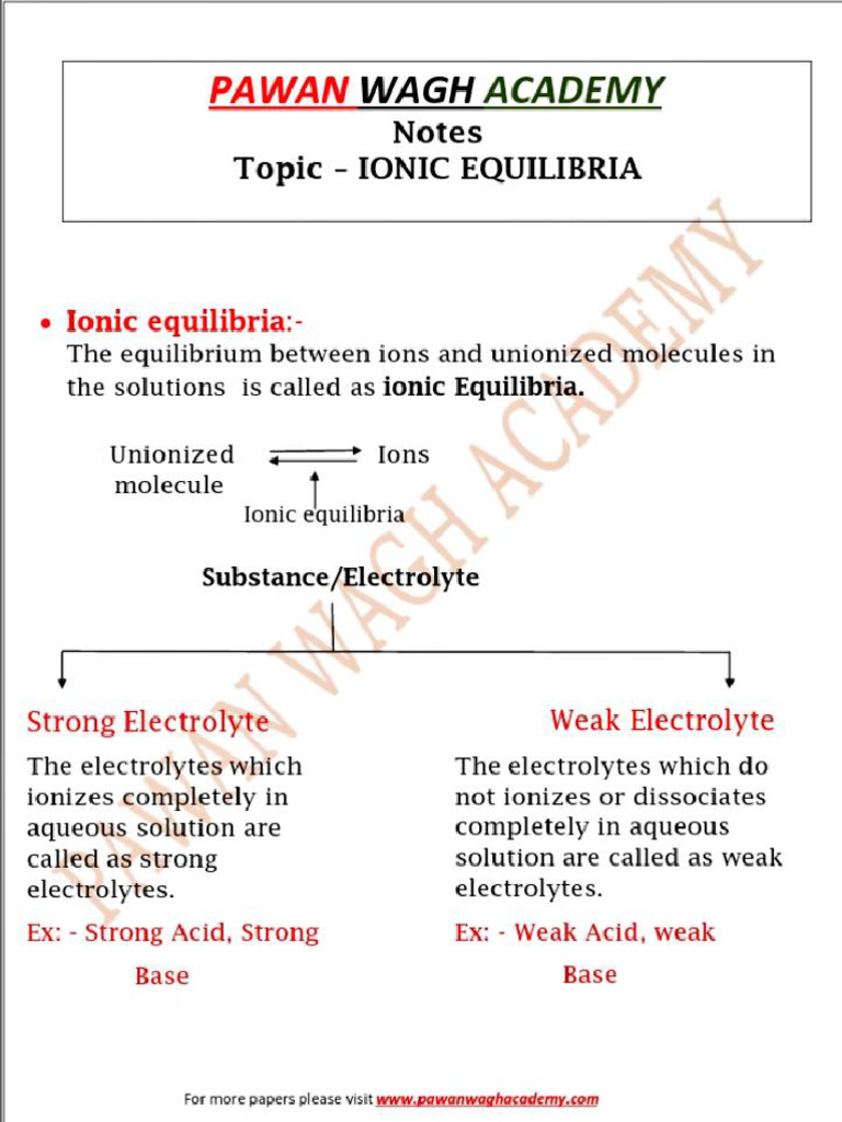 ionic equilibrium | PDF