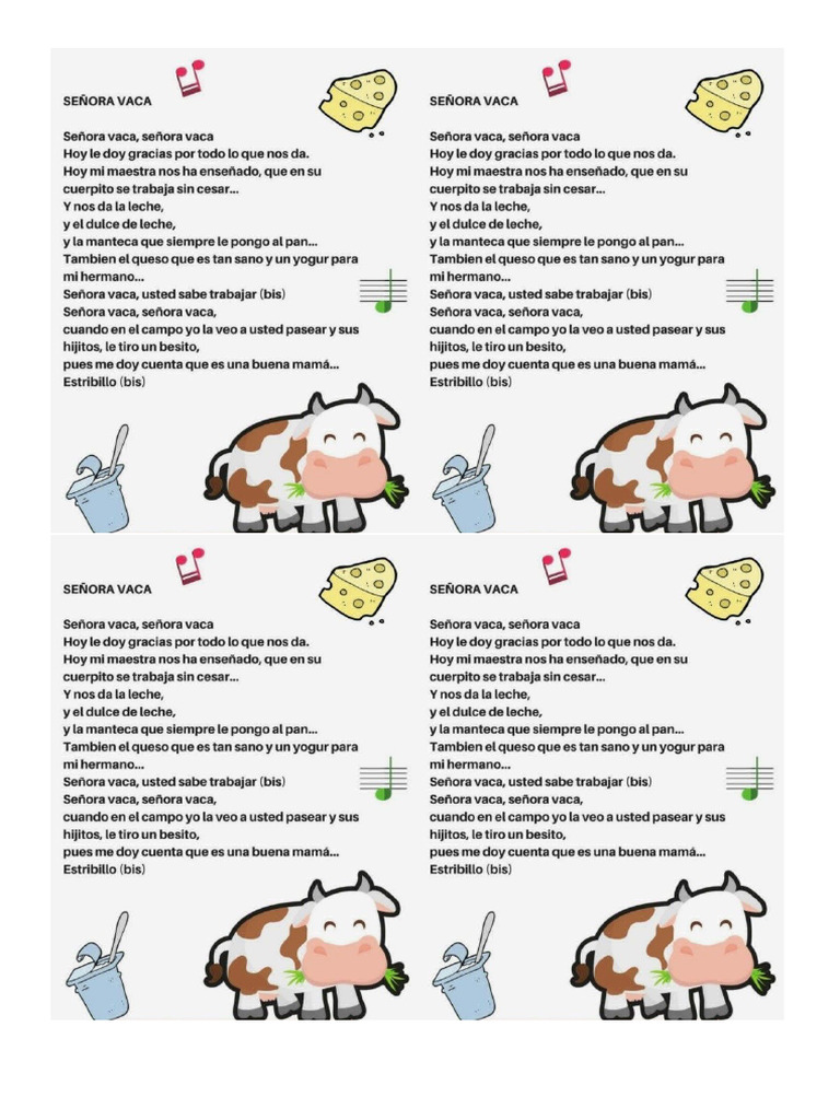 Letra Señora Vaca | PDF