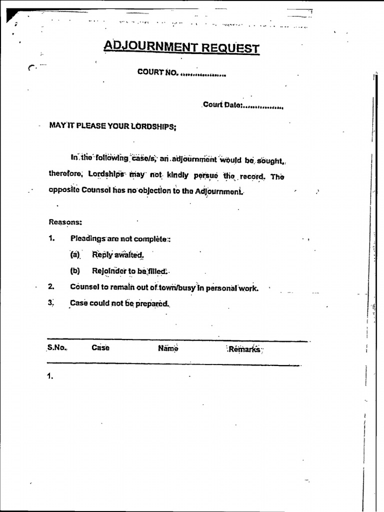 Adjournment form | PDF