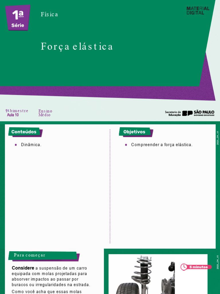 Aula 10 - Força elástica (v2) | PDF | Ciência de Materiais ...