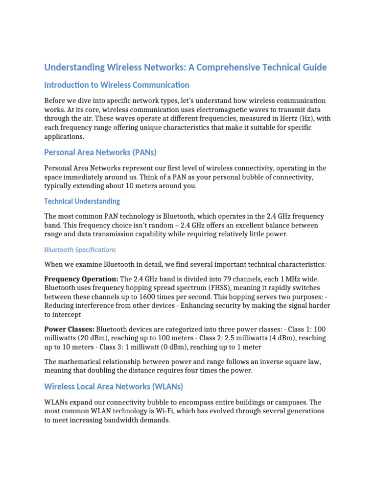 Wireless Networks Explained | PDF | Radio Spectrum | Wi Fi