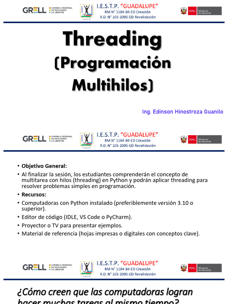 SESION 12 Programación Multihilos | PDF | Python (lenguaje de programación) | Ciencias de la ...