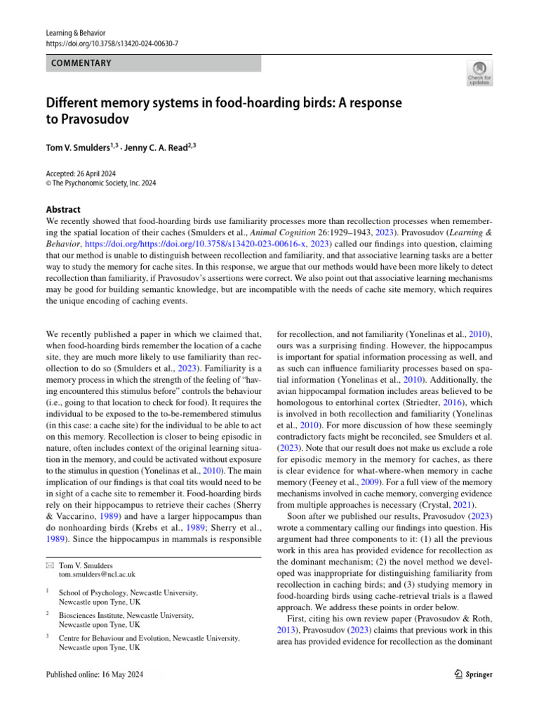 SmuldersRead2024 | PDF | Recall (Memory) | Memory