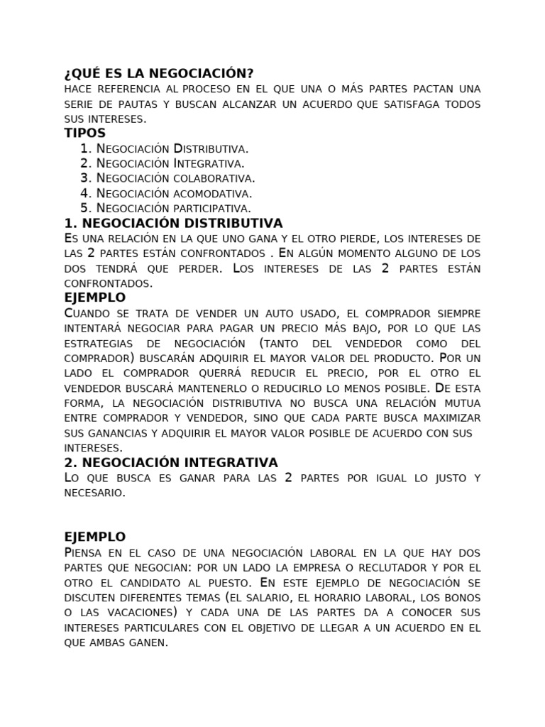 Tipos y Fases de la Negociación | PDF | Negociación | Economias