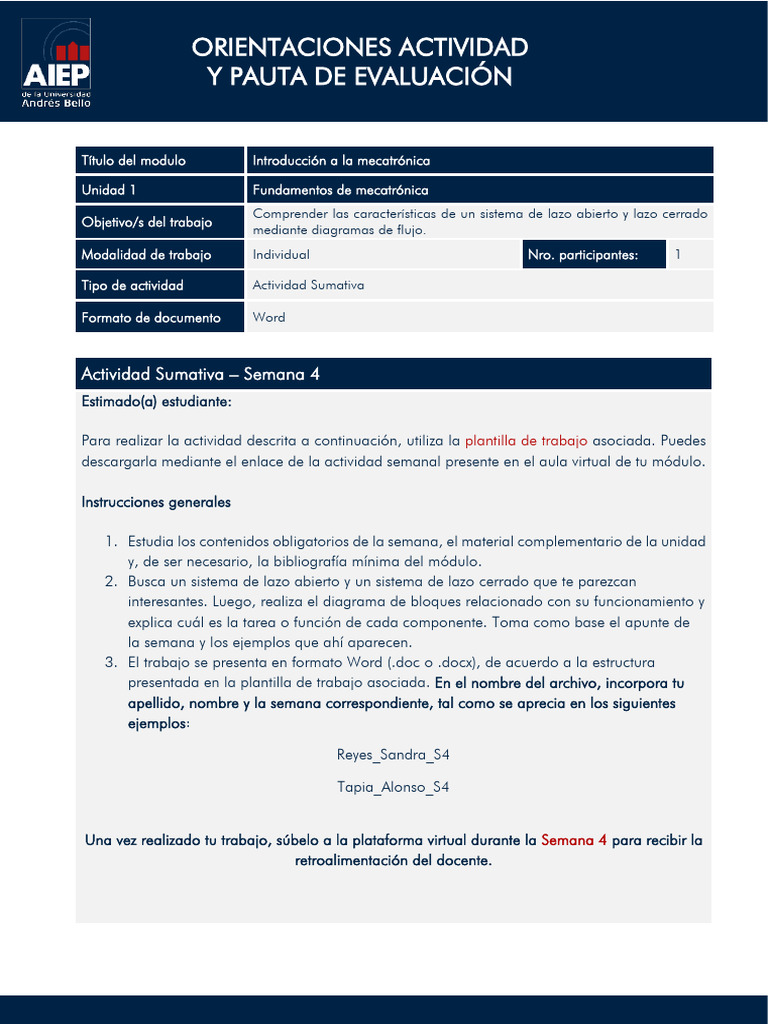 ICI504 Orientaciones Actividad Semana 4 Forma A 2022 | PDF