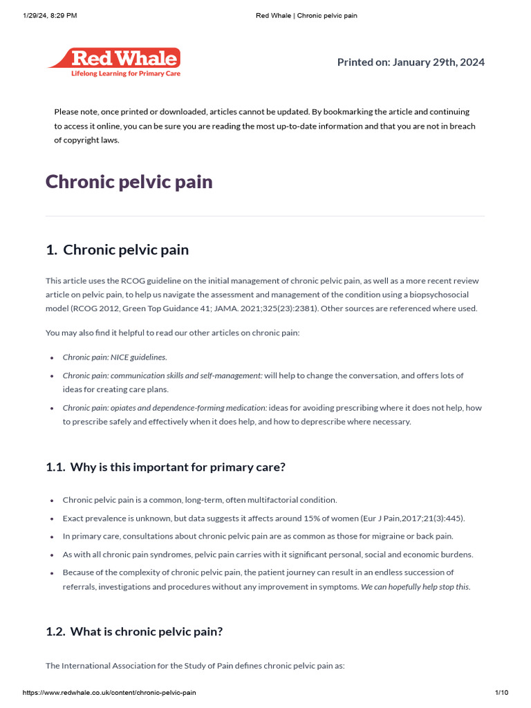 Red Whale - Chronic Pelvic Pain | PDF | Pain | Chronic Pain