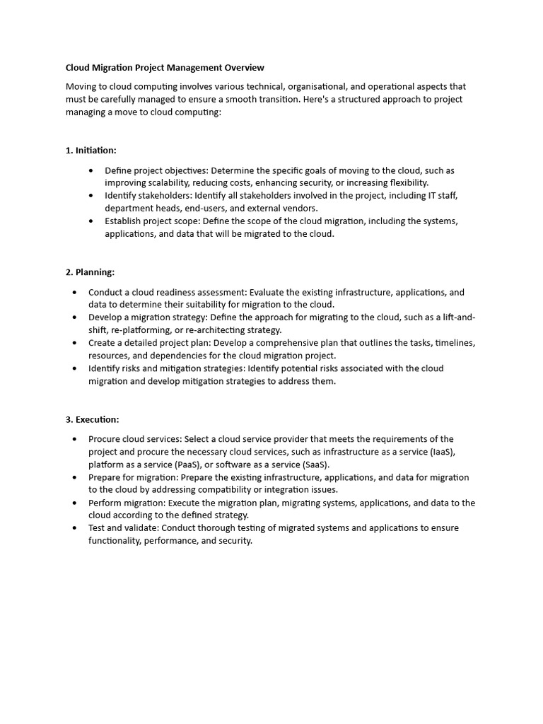 Cloud Migration Project Management Guide | PDF | Cloud Computing ...