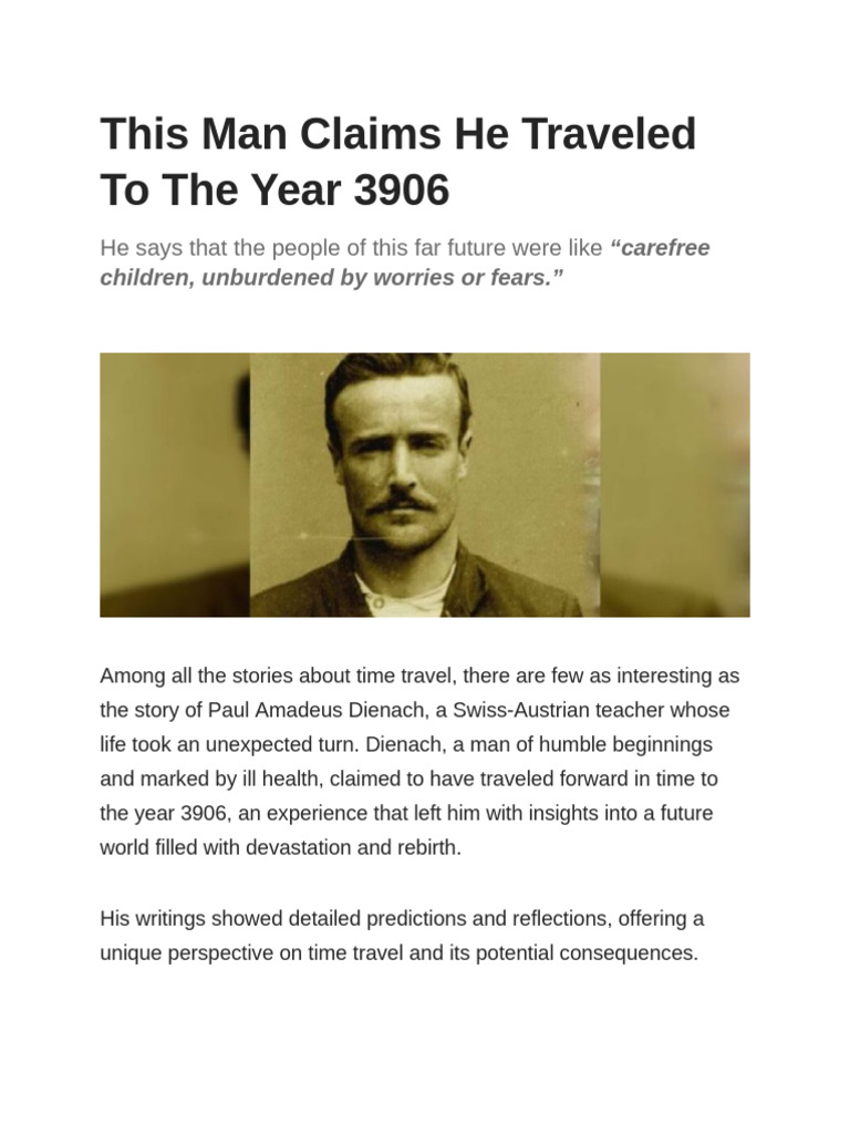 This Man Claims He Traveled To The Year 3906 | PDF | Narrative | Time ...