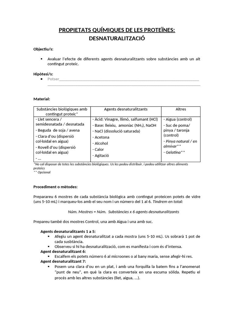 PROPIETATS QUÍMIQUES DE LES PROTEÏNES-Guió | PDF