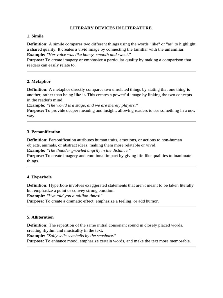 LITERARY DEVICES IN LITERATURE | PDF | Irony | Metaphor