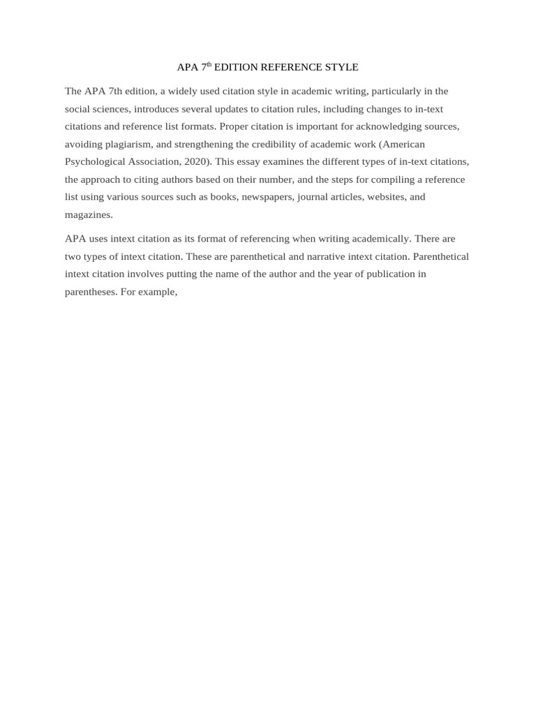 Apa 7th Edition Reference Style | PDF