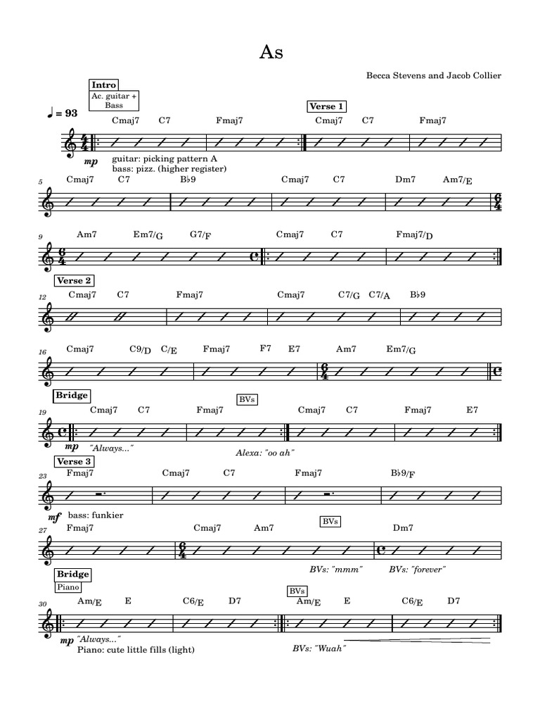 Becca Stevens - Jacob Collier - As | PDF | Music Performance | Popular ...