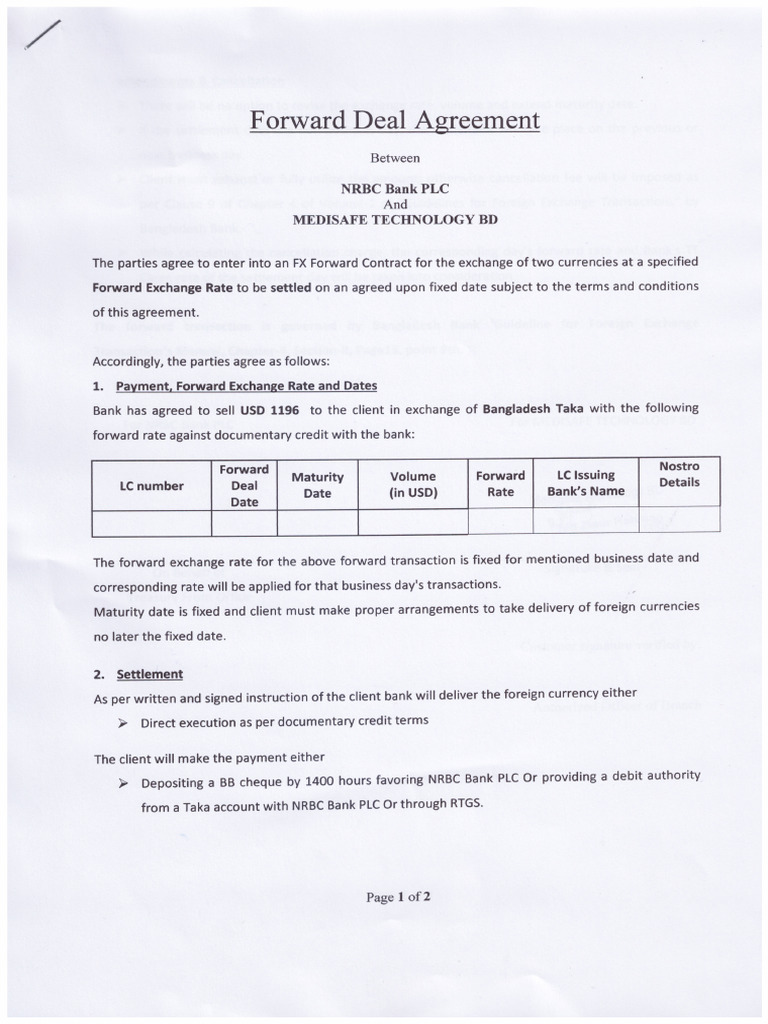 Forward Deal Agreement | PDF