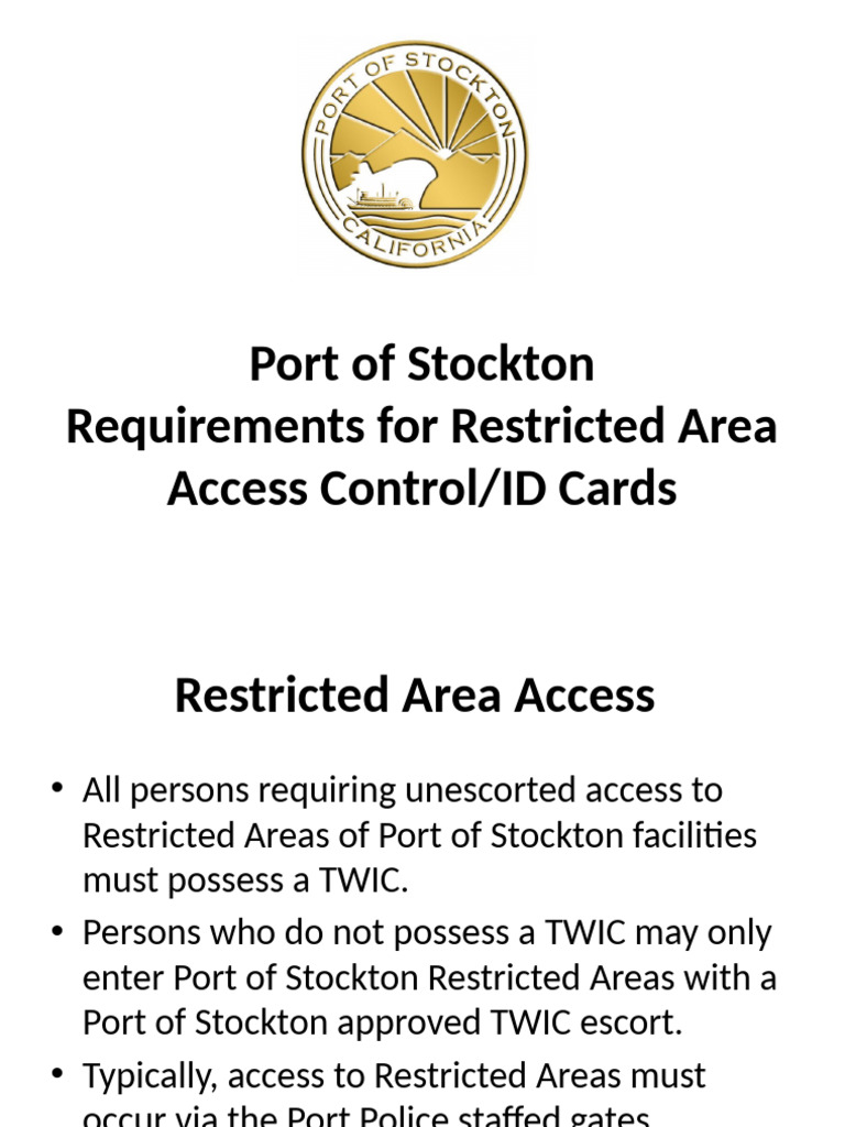 Stockton Port Access Control Guidelines | PDF | Access Control ...