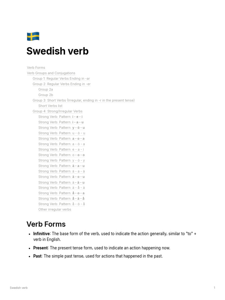 Swedish_verb | PDF | Grammatical Tense | Linguistics