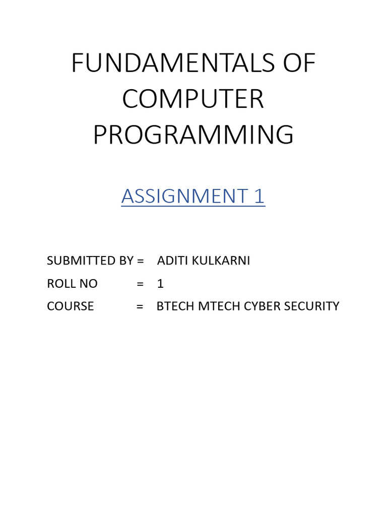 Assignment - 1 Solutions NFSU CSE | PDF