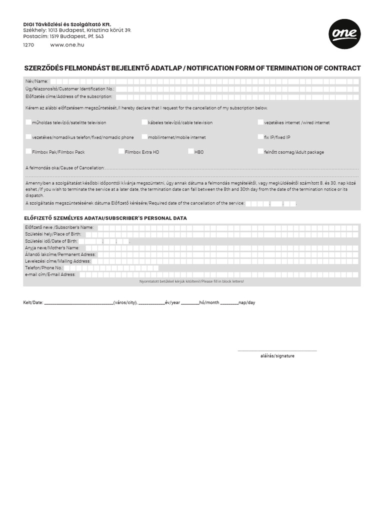 Szerzodes Felmondas 20241120 | PDF