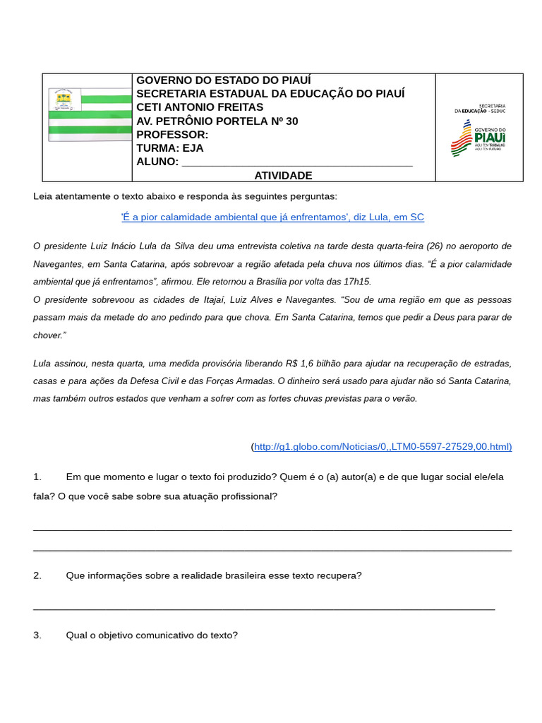 Atividade - EJA | PDF