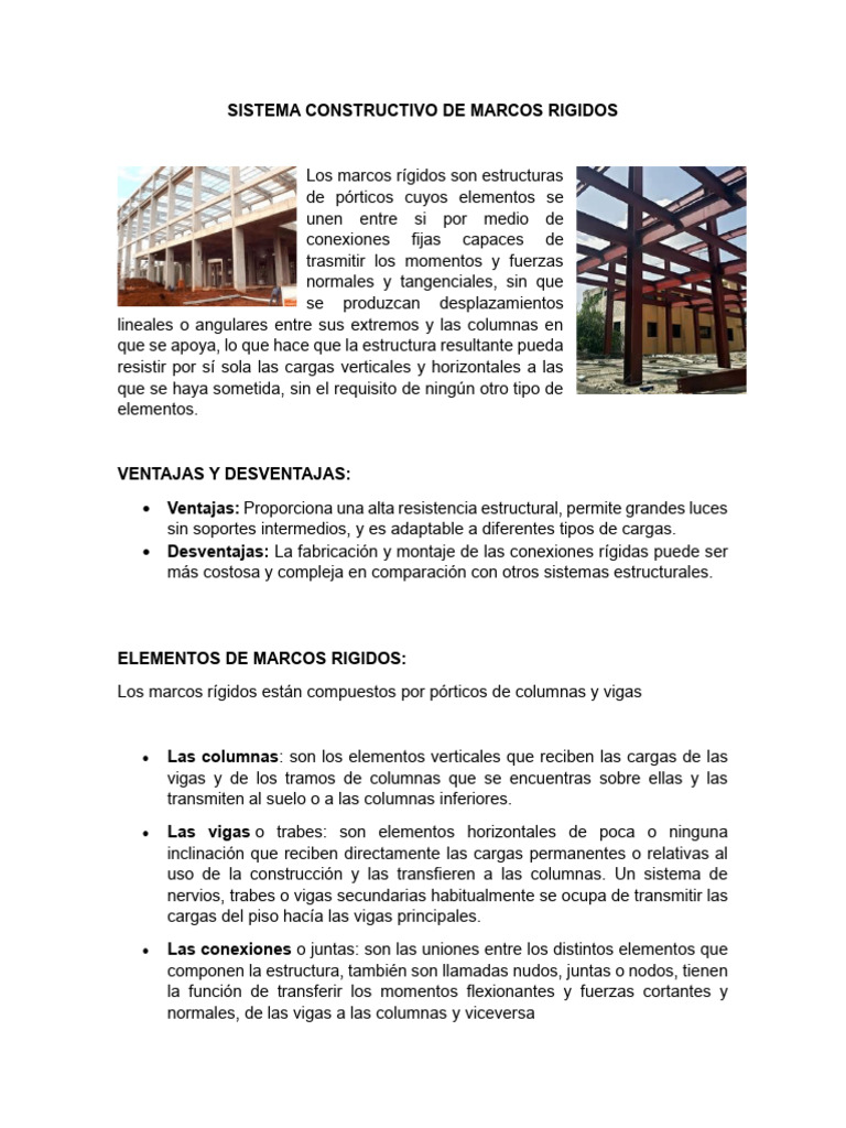 Marcos Rígidos: Estructura y Ventajas | PDF | Hormigón | Viga (Estructura)