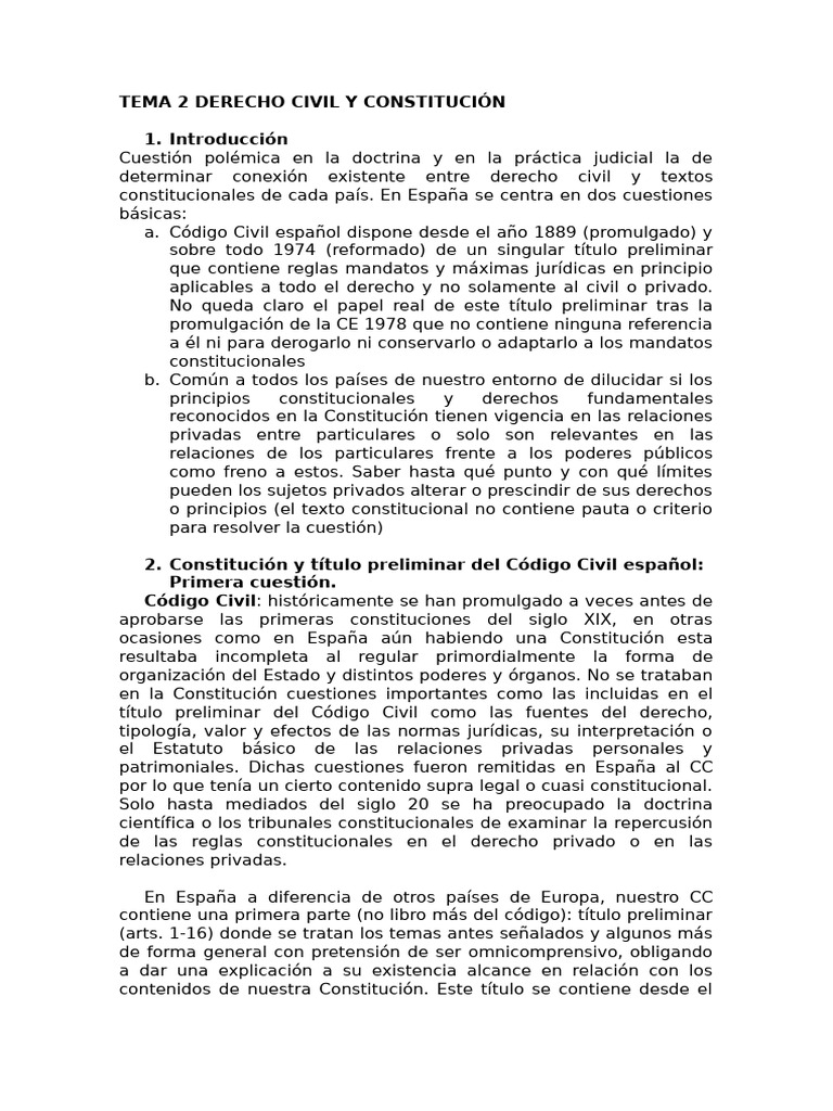 Derecho Civil y Constitución en España | PDF | Caso de ley | Fuentes ...