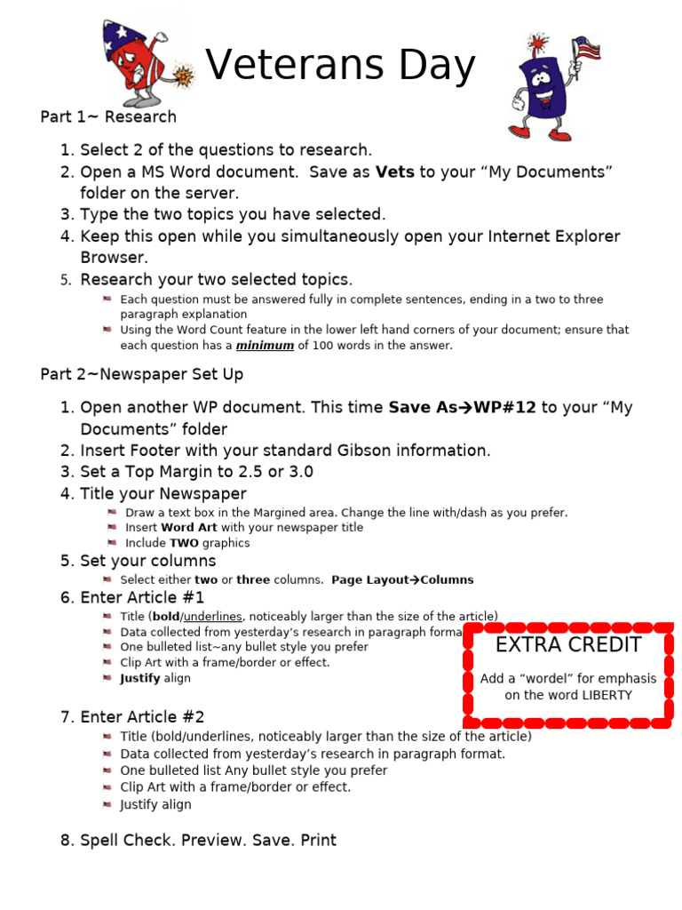 Veterans Day Research Project Guide | PDF