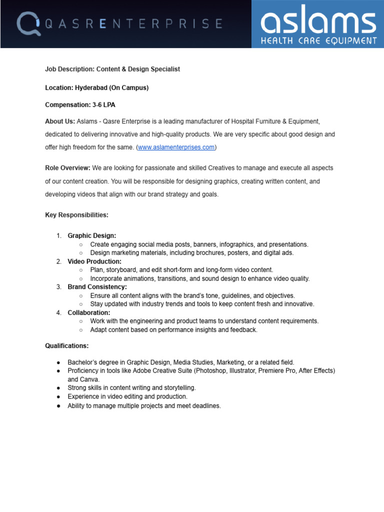JD_ Content & Design Specialist-1 | PDF