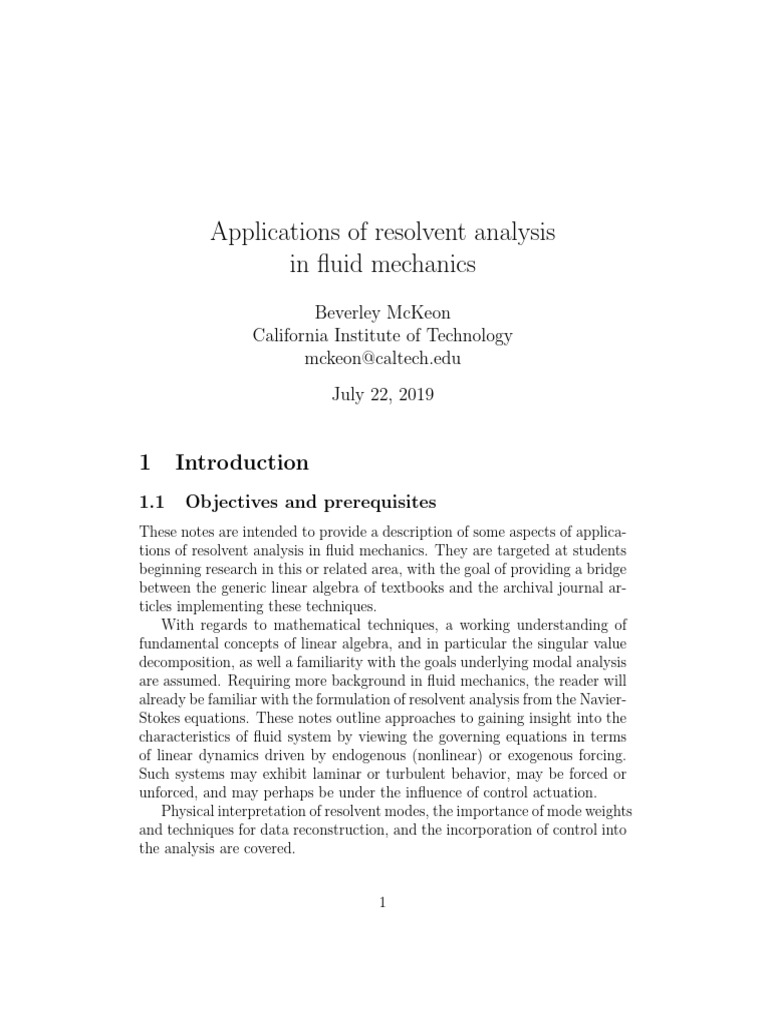 Applications of Resolvent Analysis in Fluid Mechanics | PDF | Eigenvalues And Eigenvectors ...