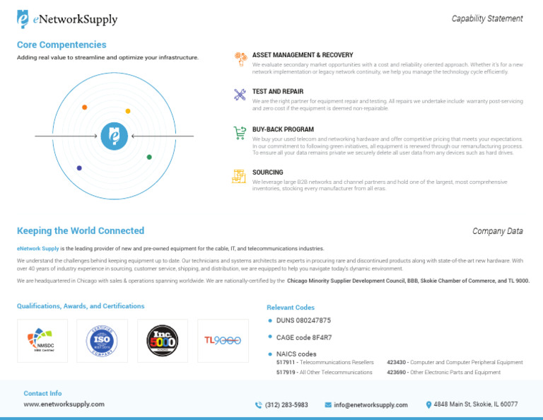 ENetwork Supply Capability Statement | PDF | Telecommunications | Business