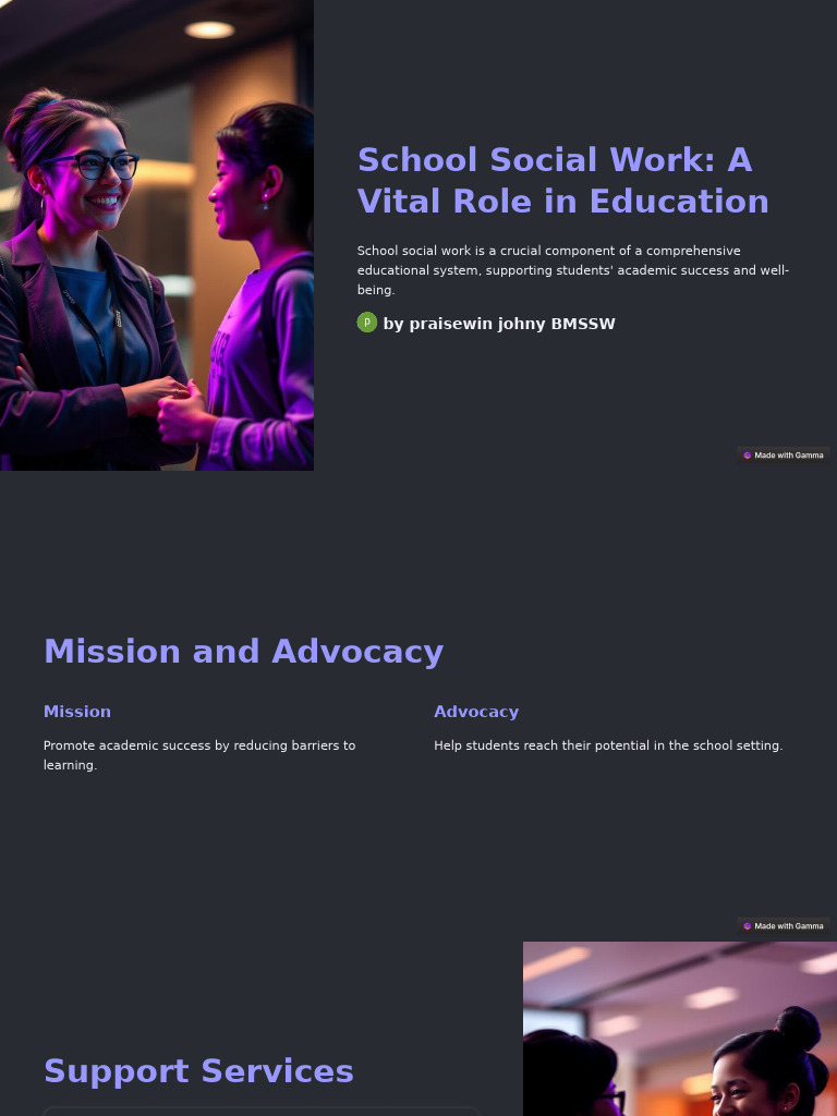 School Social Work A Vital Role in Education | PDF