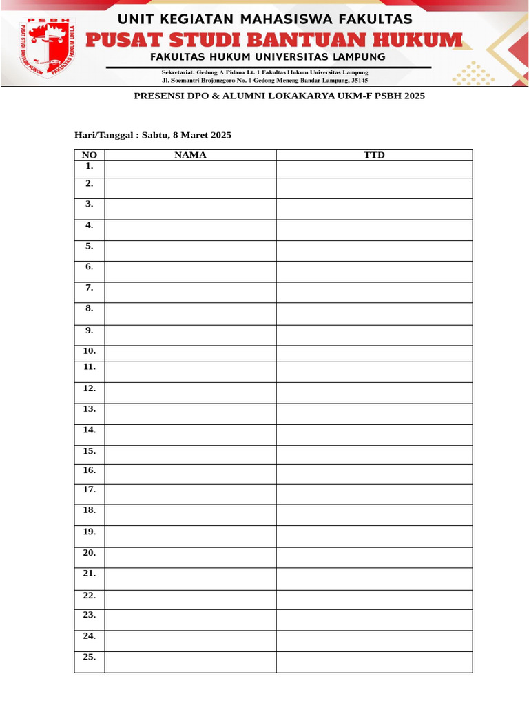 Presensi Dpo & Alumni - Lokakarya | PDF