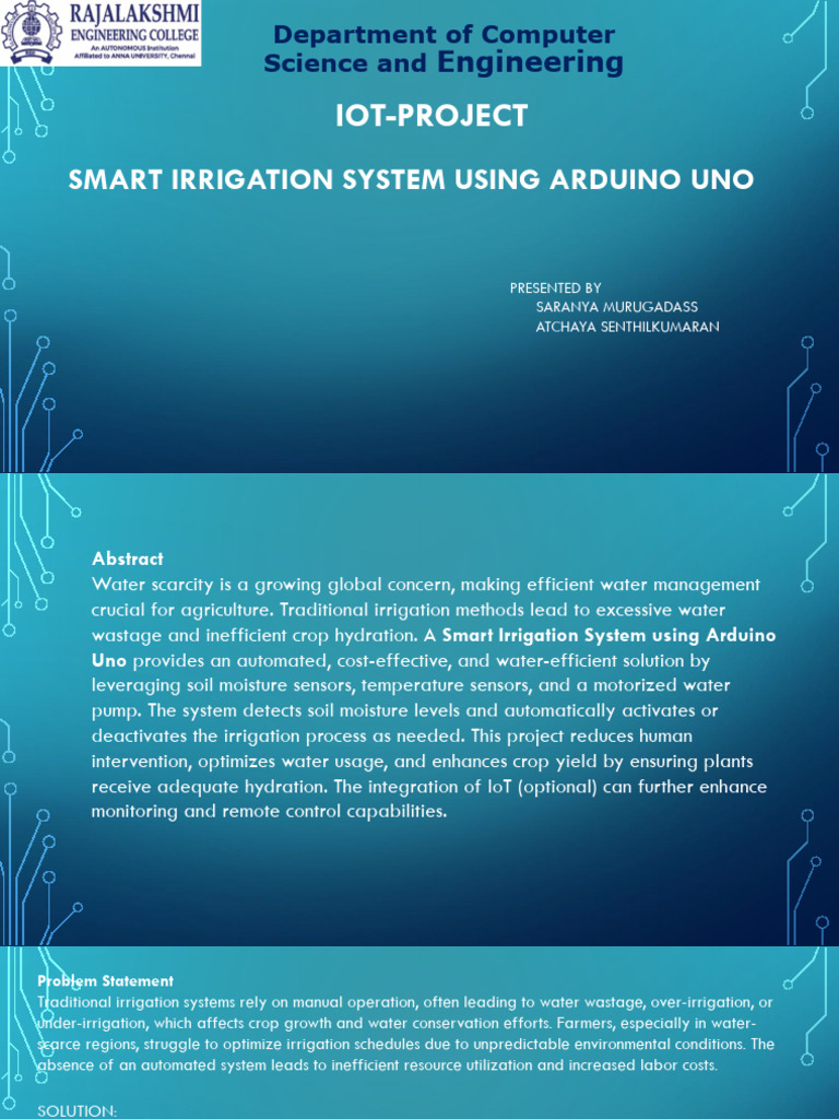 Iot-Project: Smart Irrigation System Using Arduino Uno | PDF