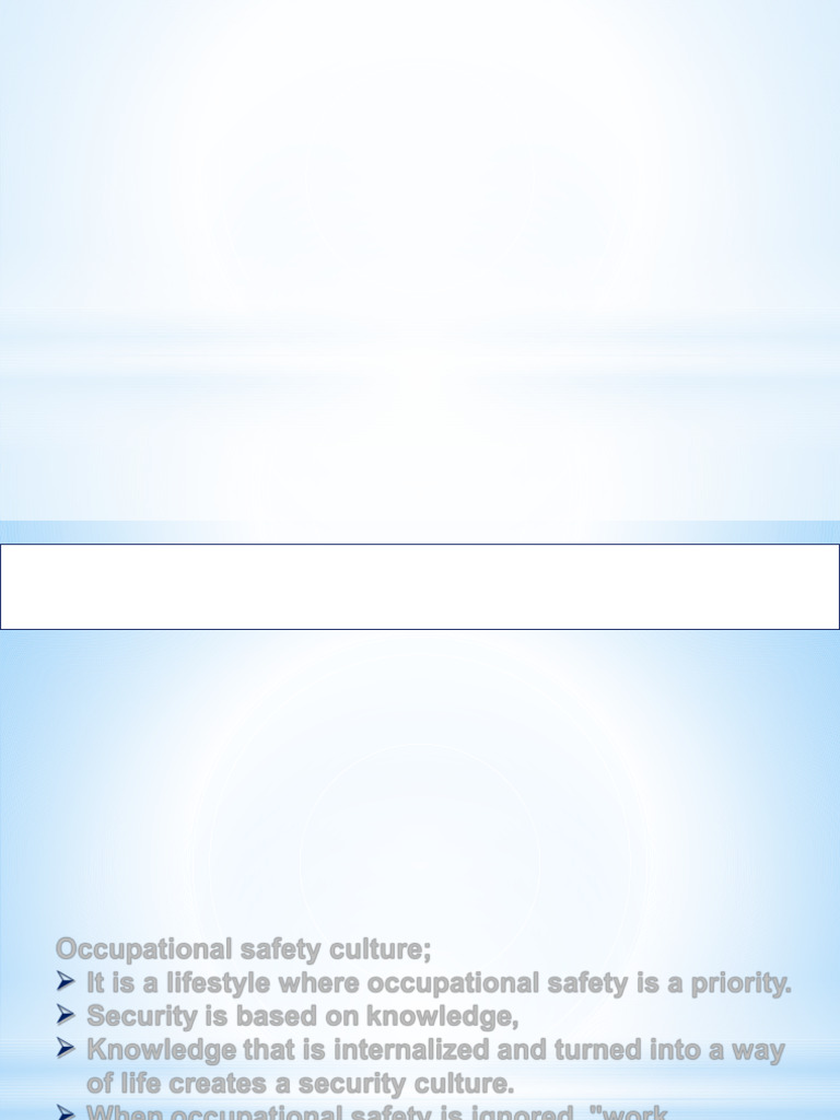 1-) Occupational Health and Safety Rules and Safety Culture | PDF ...