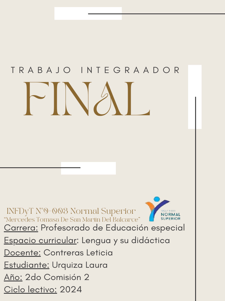 Trabajo.integrador.final URQUIZA PEE22 2024 | PDF | Oído | Aprendizaje