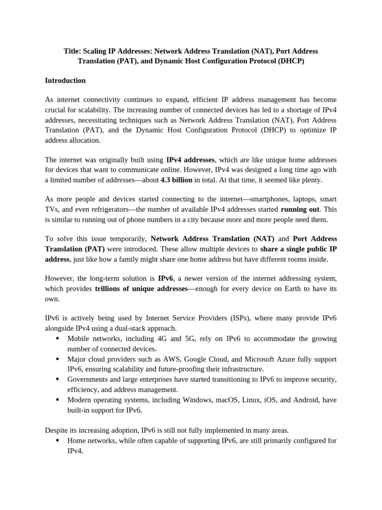 Lecture 2 - Pat-Nat-Dhcp | PDF | Ip Address | I Pv6