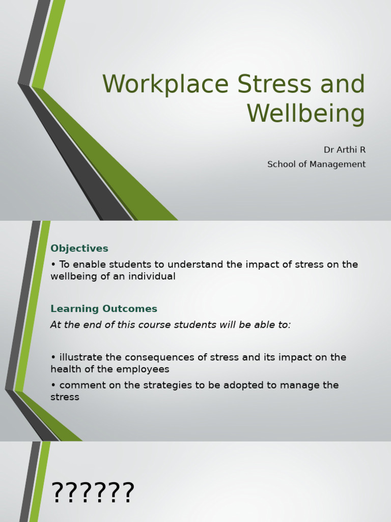 Unit 1 Full Workplace Wellness | PDF | Stress (Biology) | Occupational ...