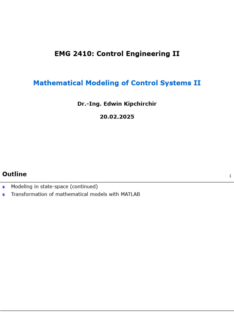 Lec3 Mathematical 1 Control2 | PDF | Force | Mass