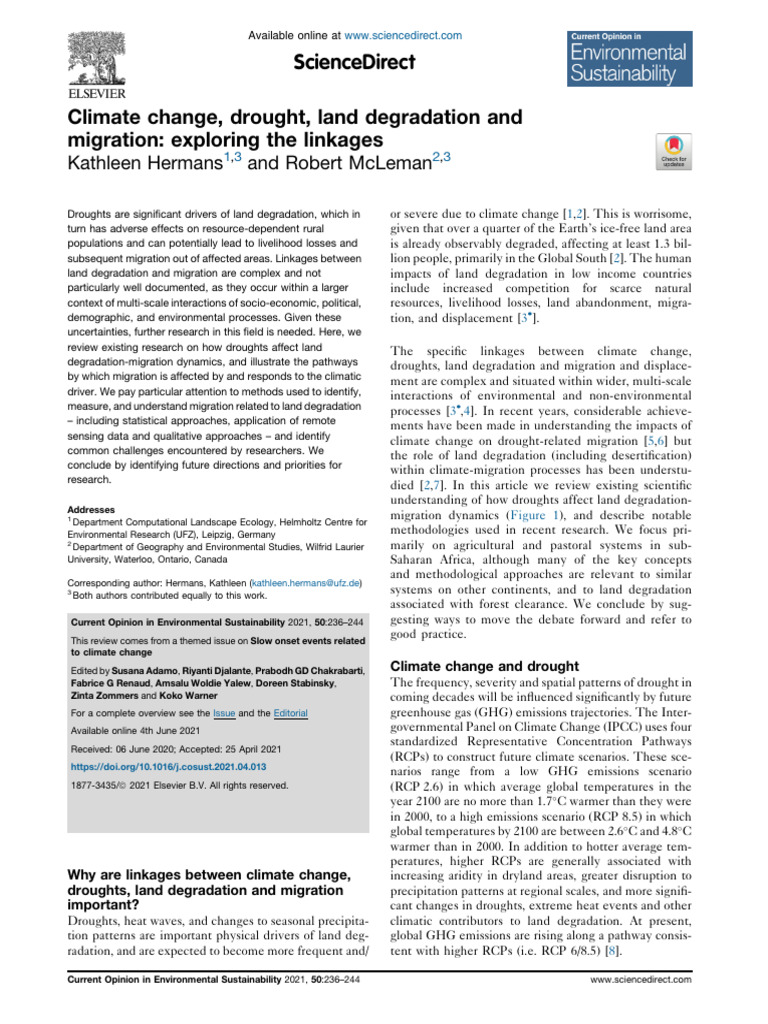 Climate Change, Drought, and Migration Dynamics | PDF | Drought ...
