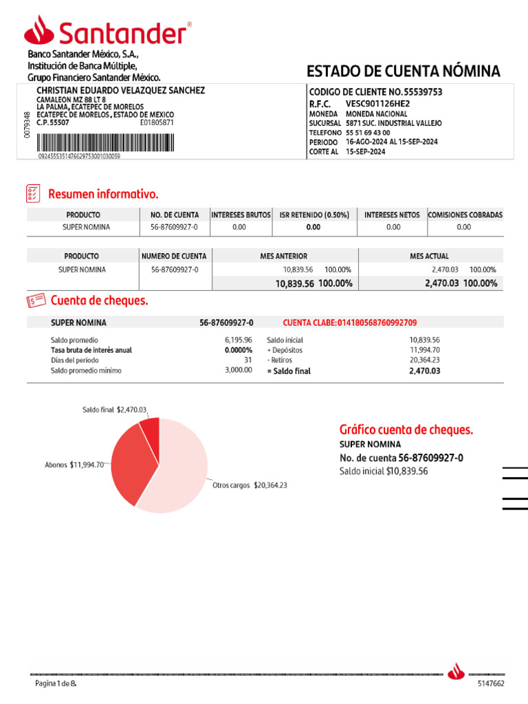 Estado de Cuenta Septiembre 2024 | PDF