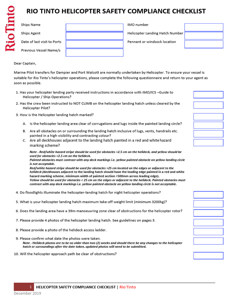 Helicopter Checklist - 2020 | PDF | Ships | Water Transport