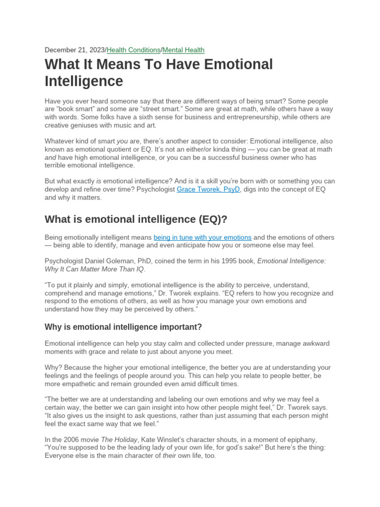Emotional_Intelligence | PDF | Mindfulness | Intelligence