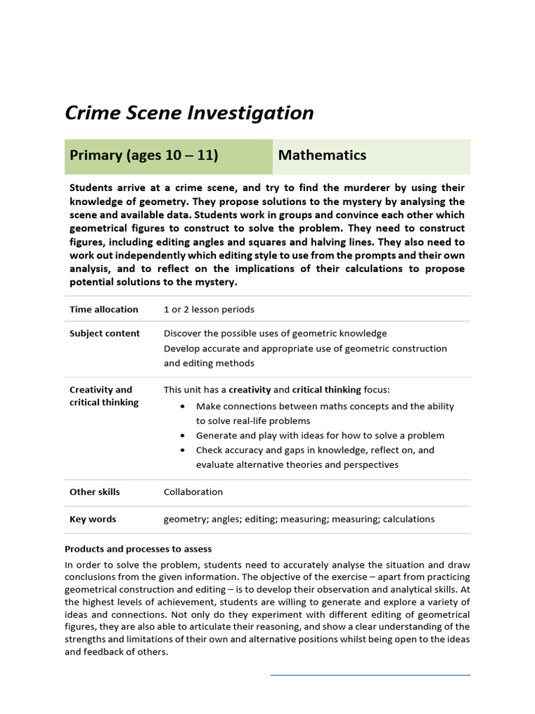 Crime Scene Investigation | PDF | Geometry | Critical Thinking